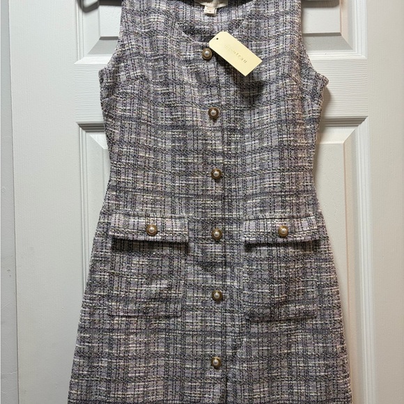 Monteau | Dresses | Monteau Black And White Tweed Mini Dress | Poshmark